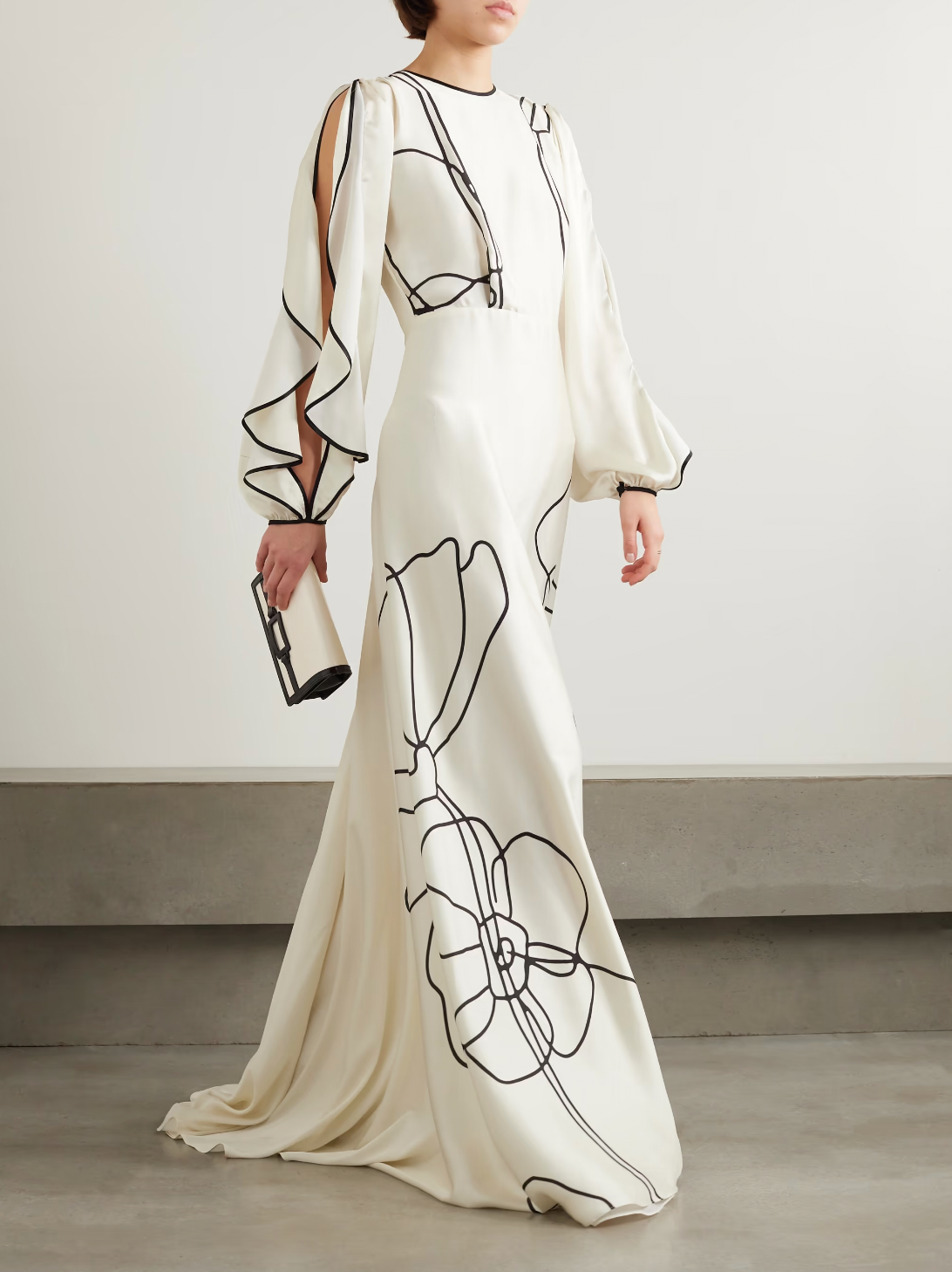 Priela Ruffled Floral-print Satin Gown – Mademoiselle