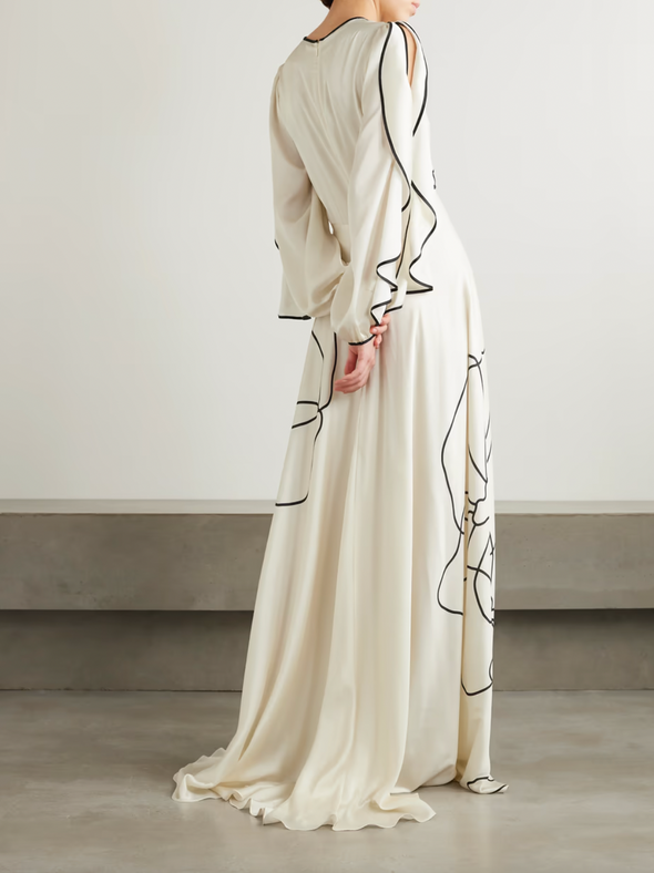 Priela Ruffled Floral-print Satin Gown – Mademoiselle