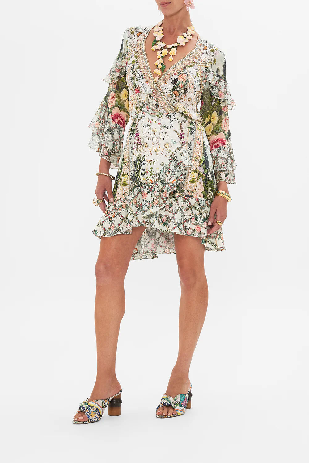 Renaissance Romance Short Wrap Dress With Ruffles – Mademoiselle