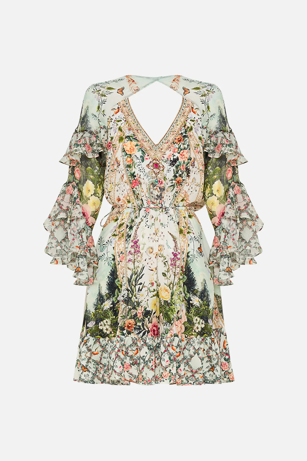 Renaissance Romance Short Wrap Dress With Ruffles – Mademoiselle